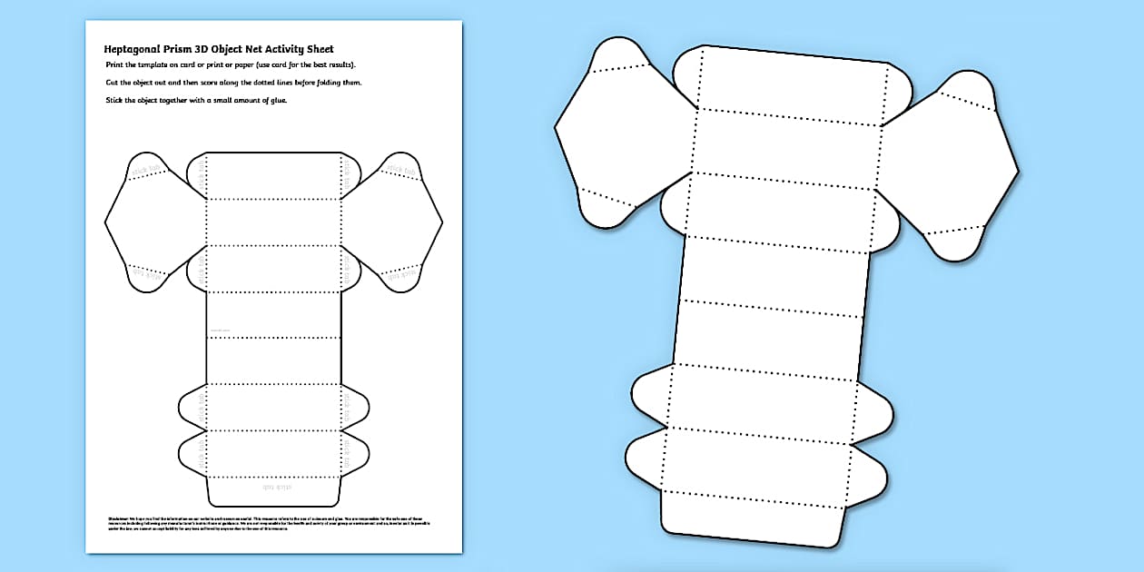 Heptagonal Prism 3D Object Net Worksheet - Twinkl Aus