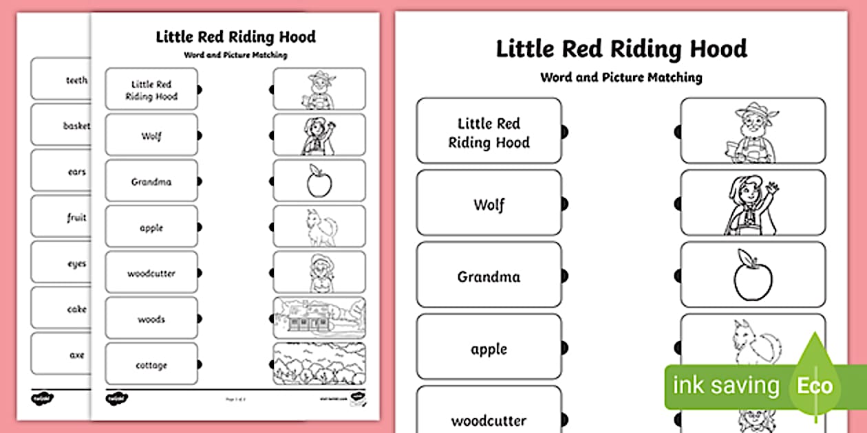 Editable Little Red Riding Hood Word and Picture Match Activity