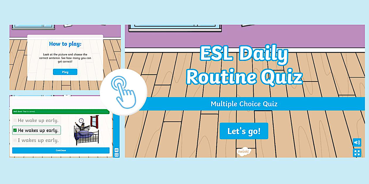 ESL Daily Routine Quiz [Kids, A1-A2] (teacher made) - Twinkl