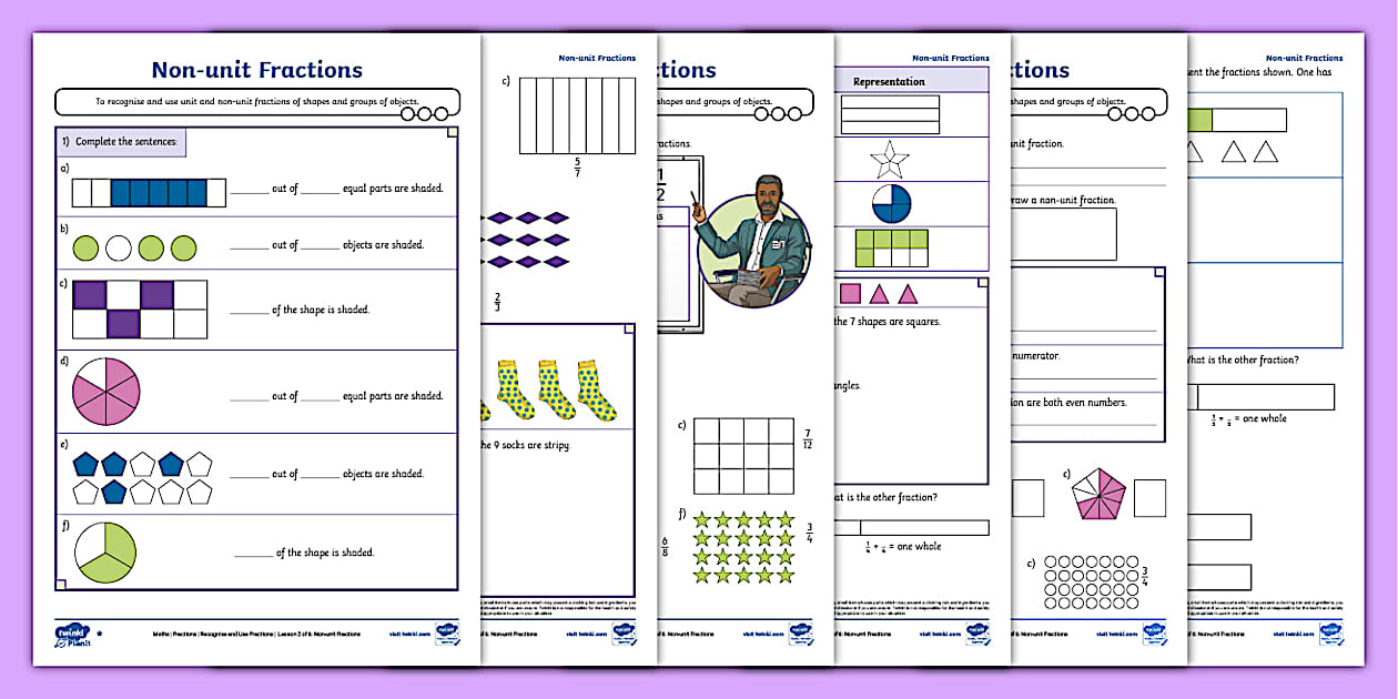 👉 Non-unit Fractions Differentiated Maths Worksheets