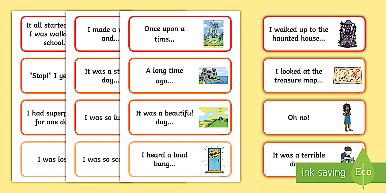 Editable F-2 Narrative Sentence Starter Cards (teacher made)