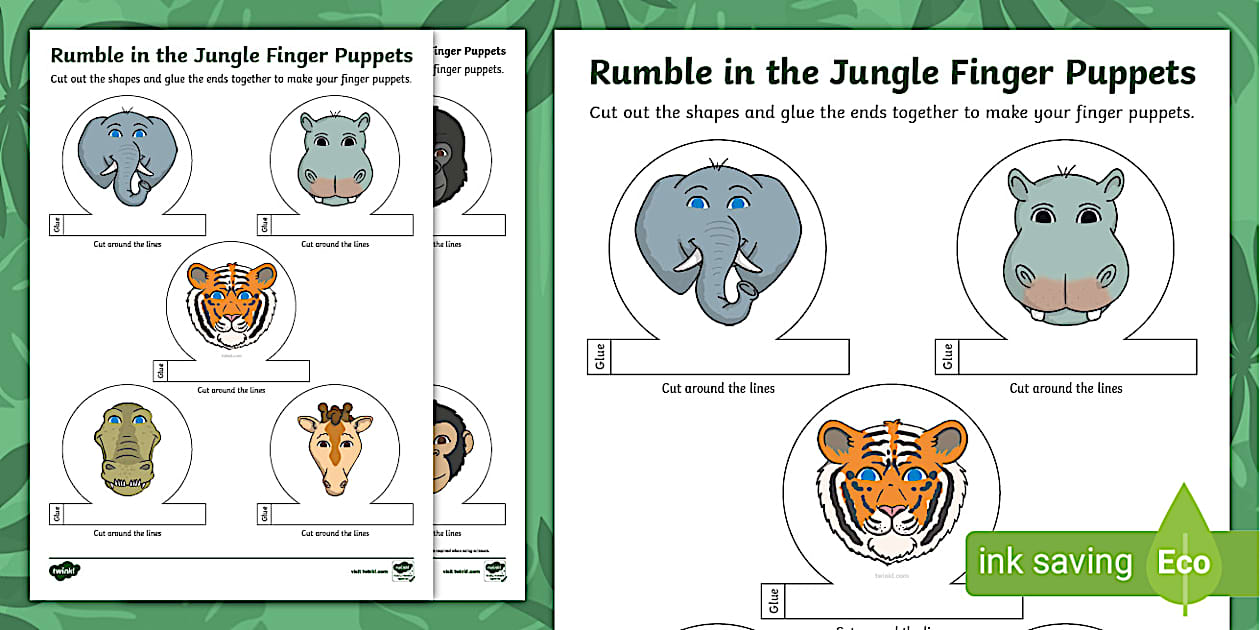 Rumble in the Jungle Finger Puppets (teacher made) - Twinkl