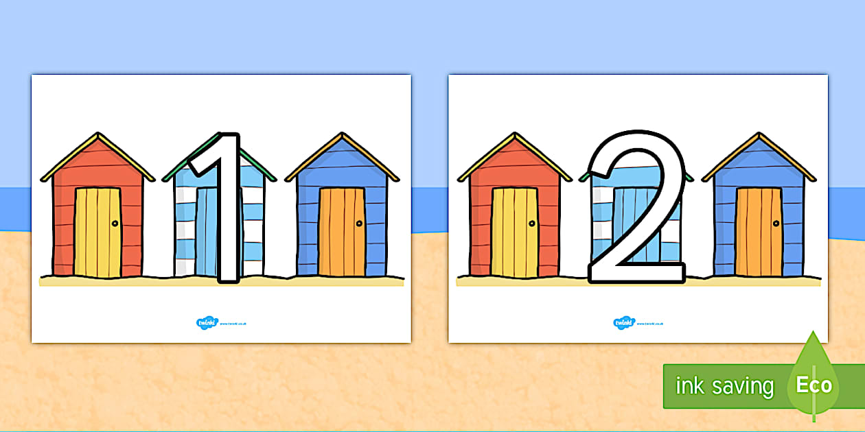 Numbers 0 100 on Beach Huts
