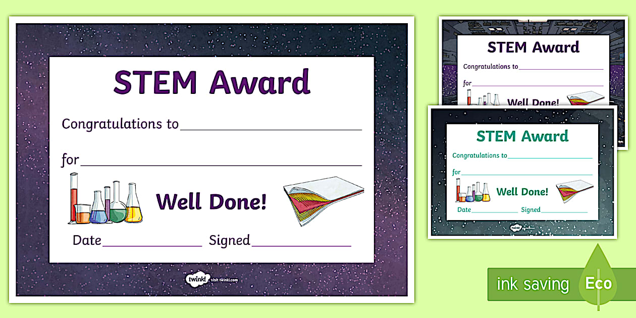 Editable STEM Award Certificate (teacher made) - Twinkl