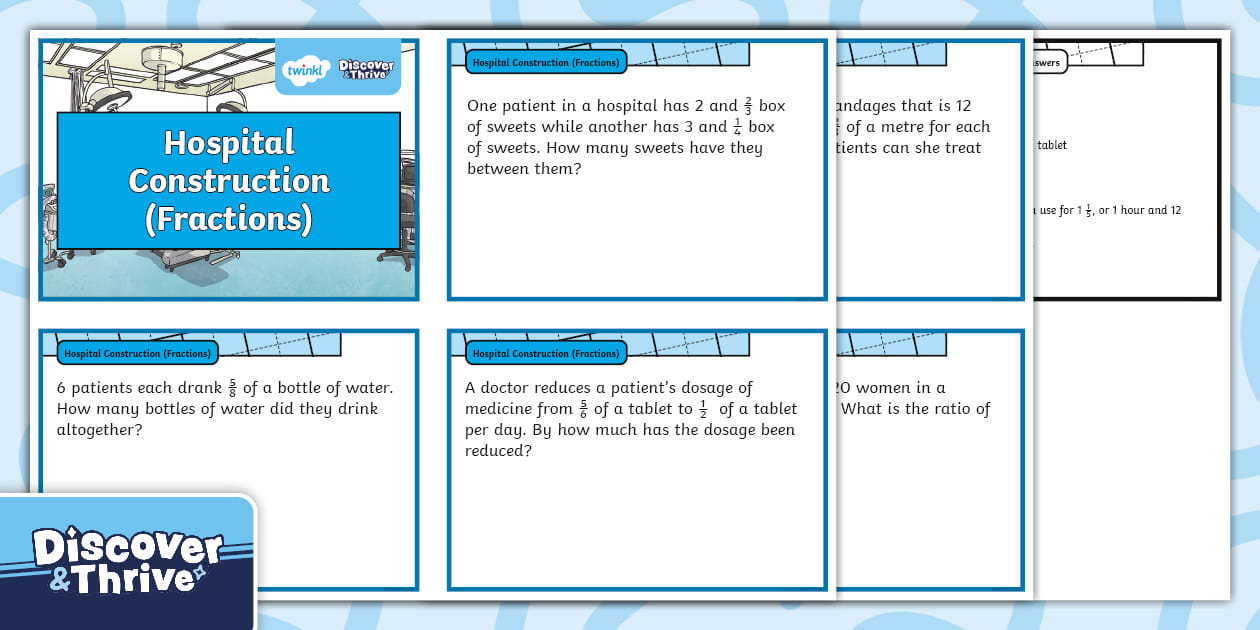 Hospital (Fractions) Challenge Cards (teacher made) - Twinkl