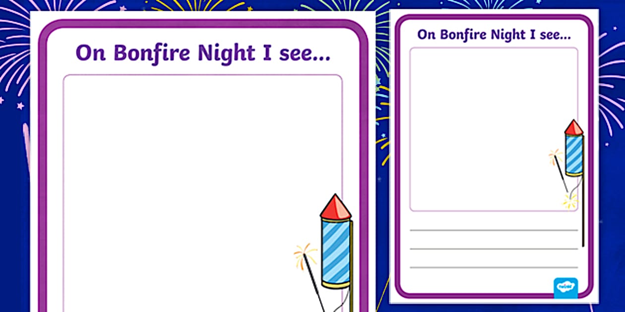 Bonfire Night Writing Frame - On Bonfire Night I See