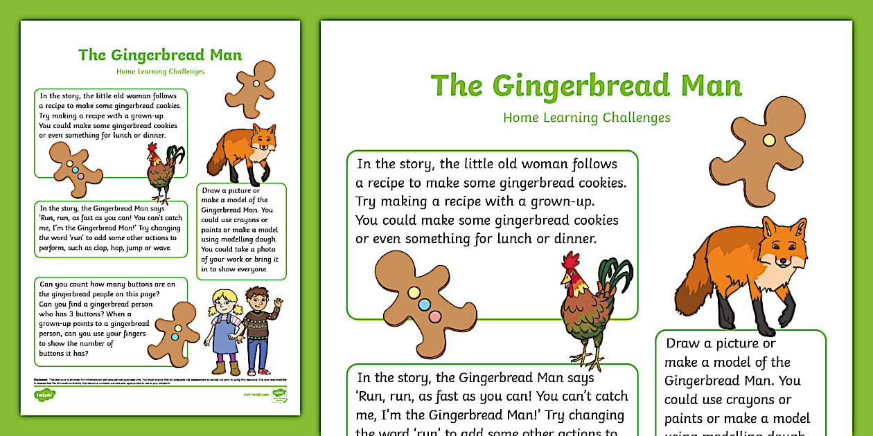 The Gingerbread Man Home Learning Challenges Nursery FS1