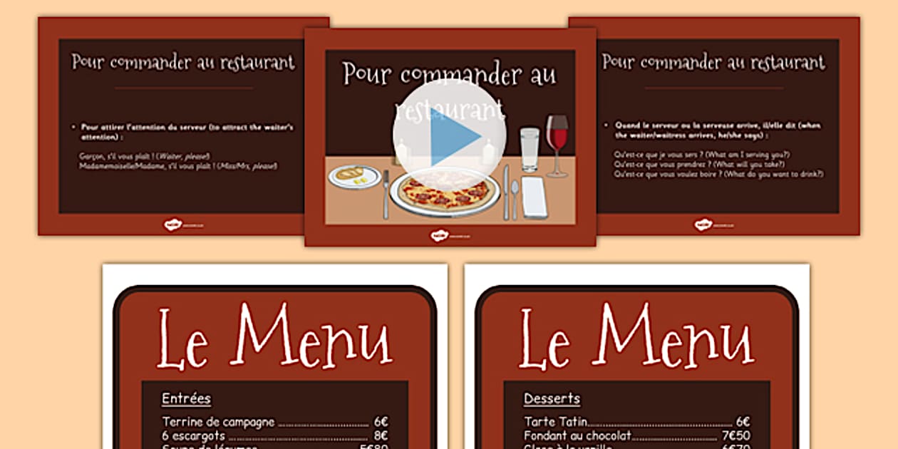Apprendre à commander au restaurant (Hecho por educadores)