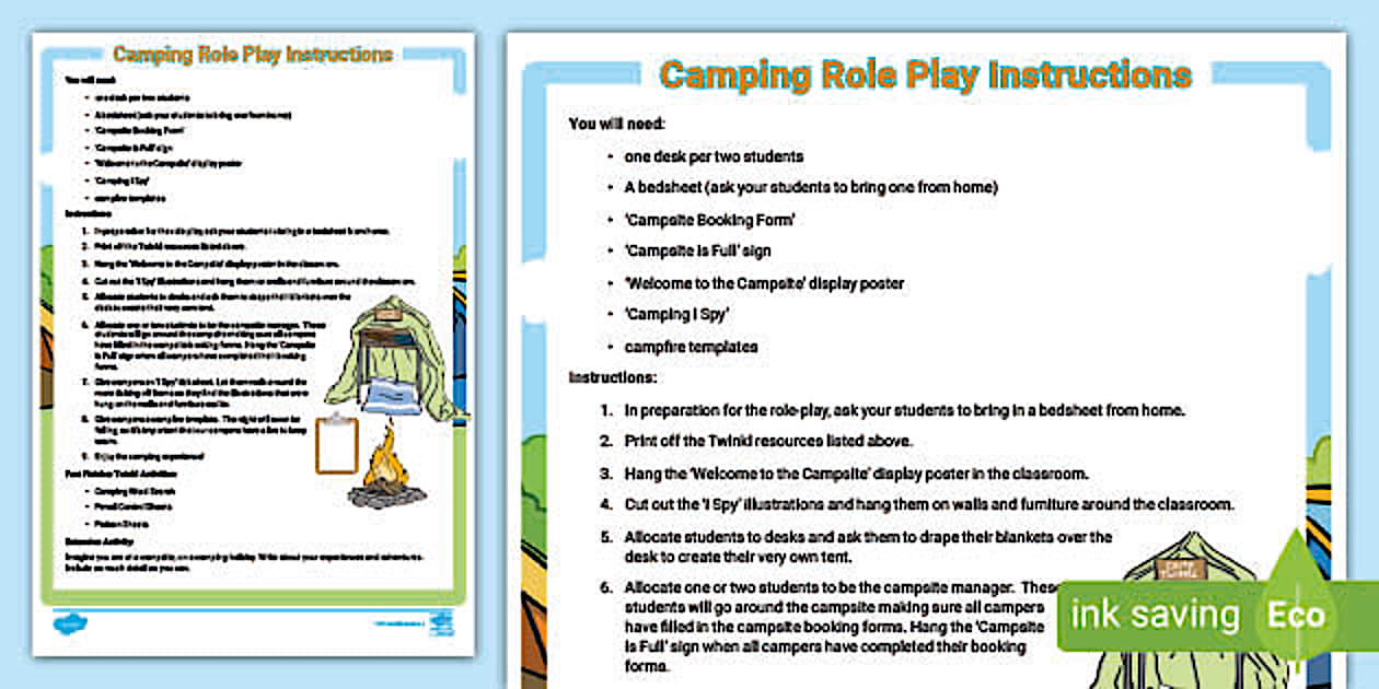 Camping Role Play Instructions (teacher made) - Twinkl