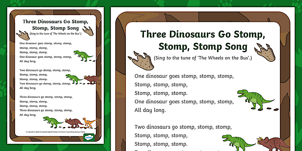 Three Dinosaurs Go Stomp, Stomp, Stomp Song | Twinkl