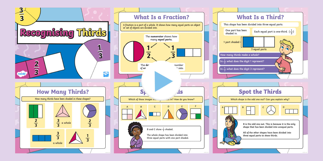 👉 Recognising Thirds Maths PowerPoint - Twinkl - KS1