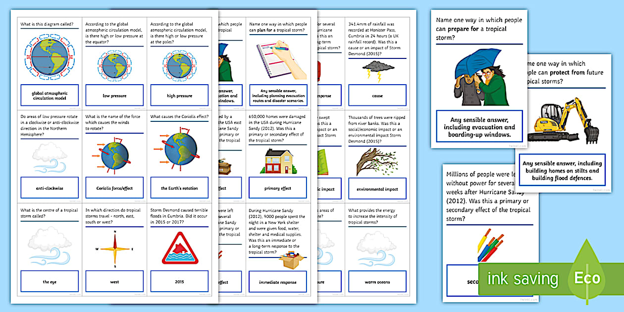 Editable Weather Hazards: Quiz Trade Cards (teacher made)