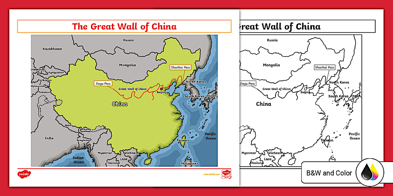 The Great Wall of China Map (l'enseignant a fait) - Twinkl