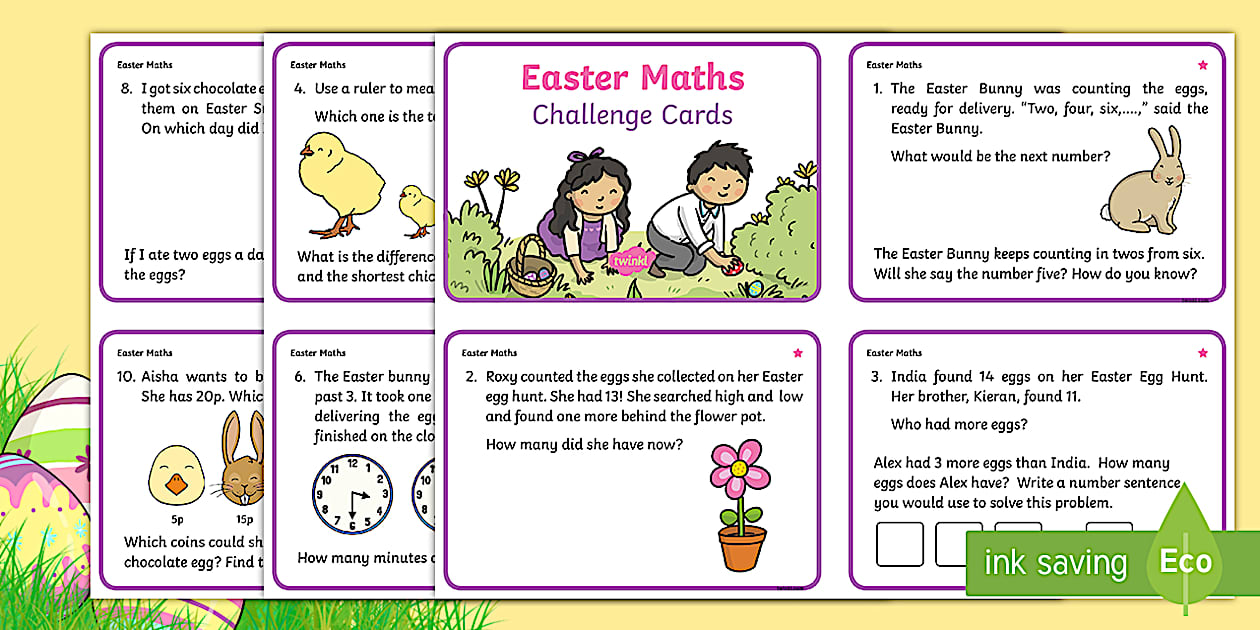 KS1 Easter Differentiated Maths Challenge Cards - KS1 & 2 Easter 2017 (16th