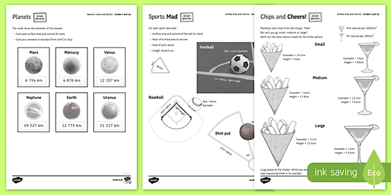 Shape at Home: Spheres, Cones and Sectors GCSE Grades 5 and Up Worksheet