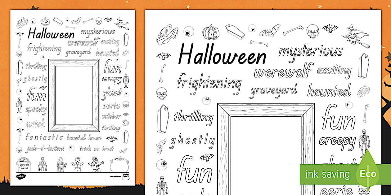 Halloween Colouring Page - Drawing Words - Primary Resource