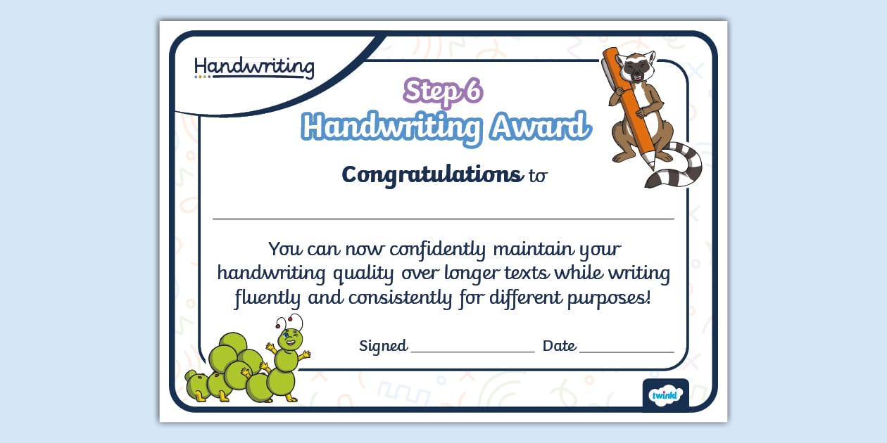 Handwriting Step 6 Certificate (Hecho por educadores)