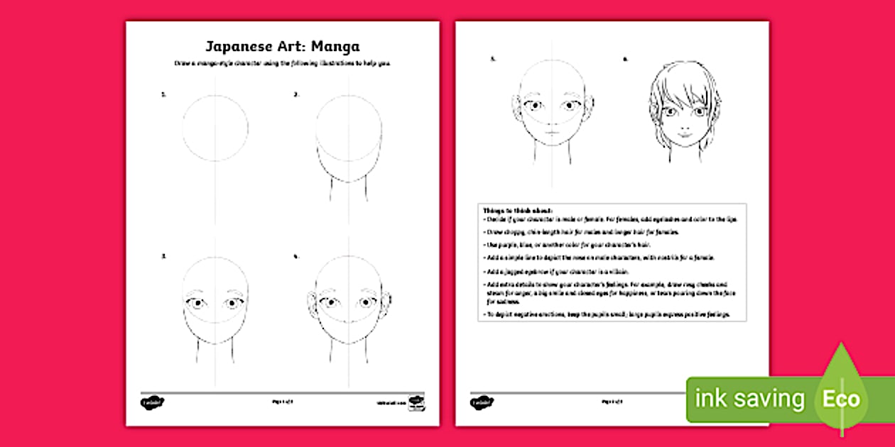 Manga Drawing Worksheet | Teaching Resource | Twinkl USA
