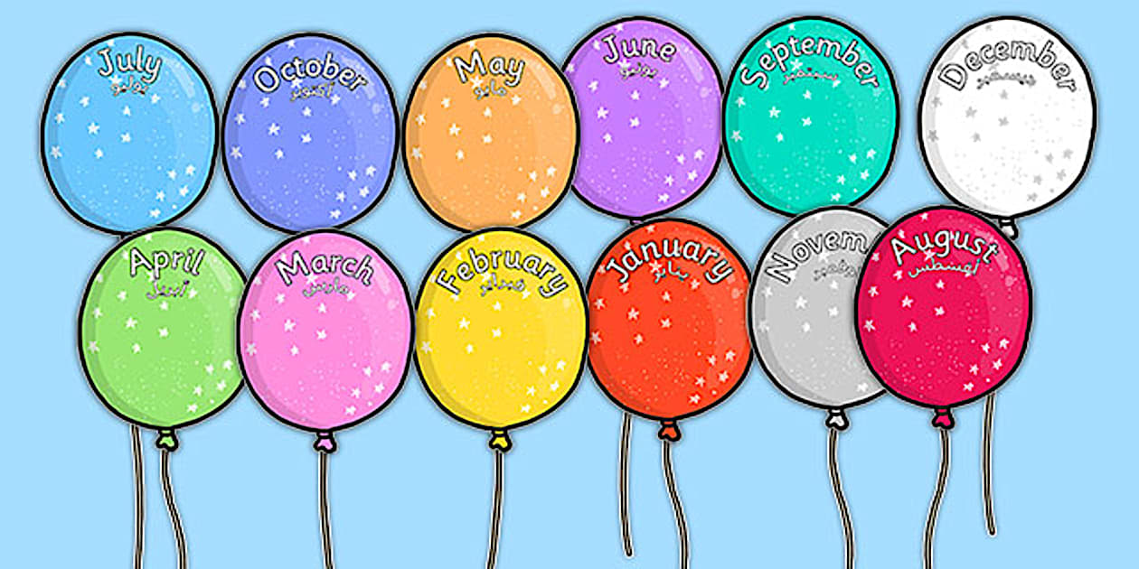 Editable Month Balloons Arabic Translation (teacher made)