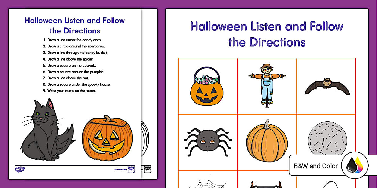 Halloween Listen and Follow the Directions Activity