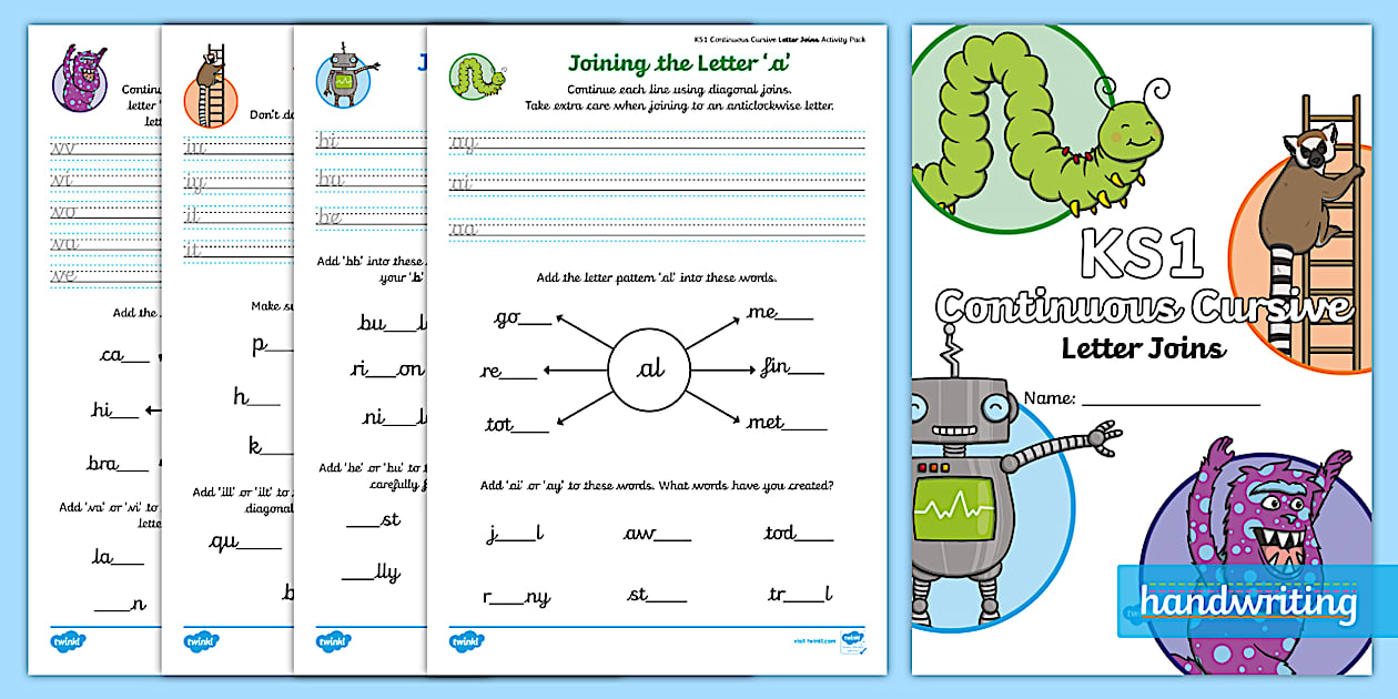 Continuous Cursive Letter Joins: Handwriting Books KS1