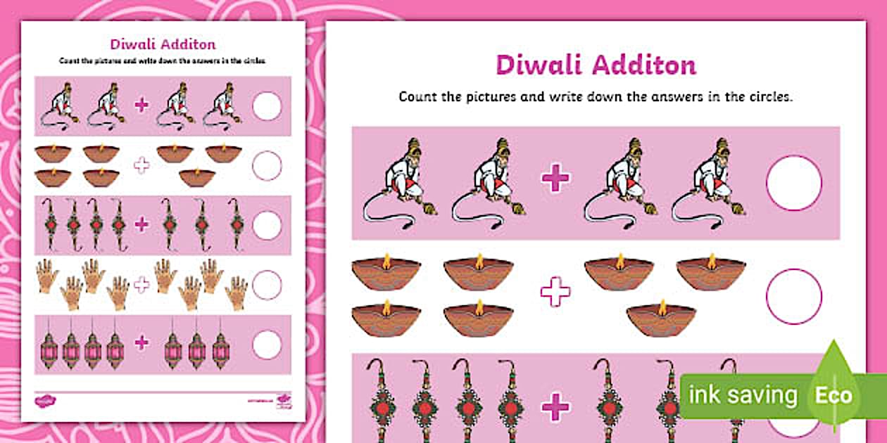 Diwali Addition Worksheet / Worksheet (teacher made)