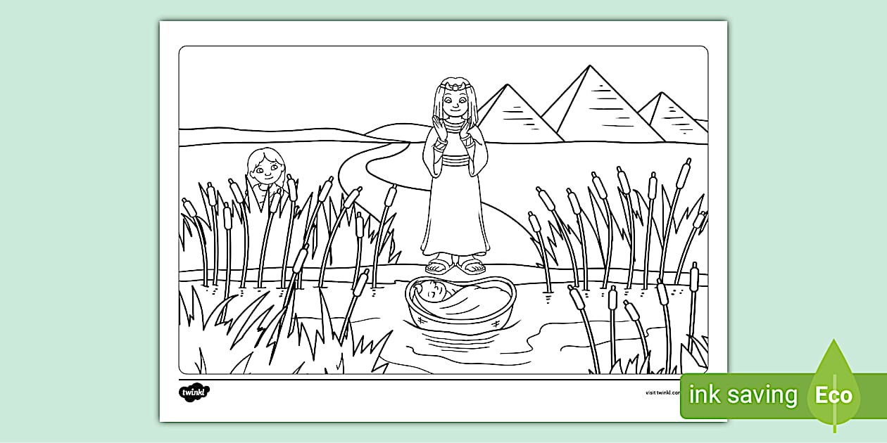 Baby Moses Colouring Page (teacher made) - Twinkl