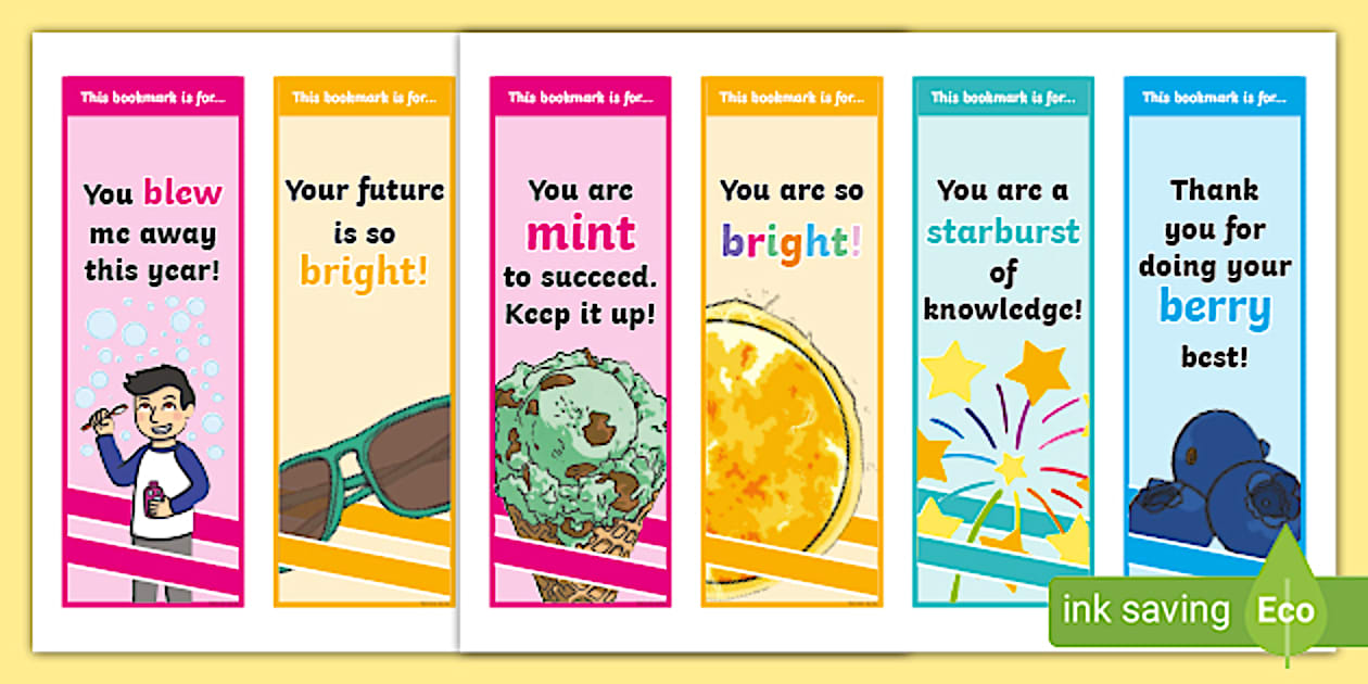 F-2 Encouragement Bookmarks | Positive Phrases for Children