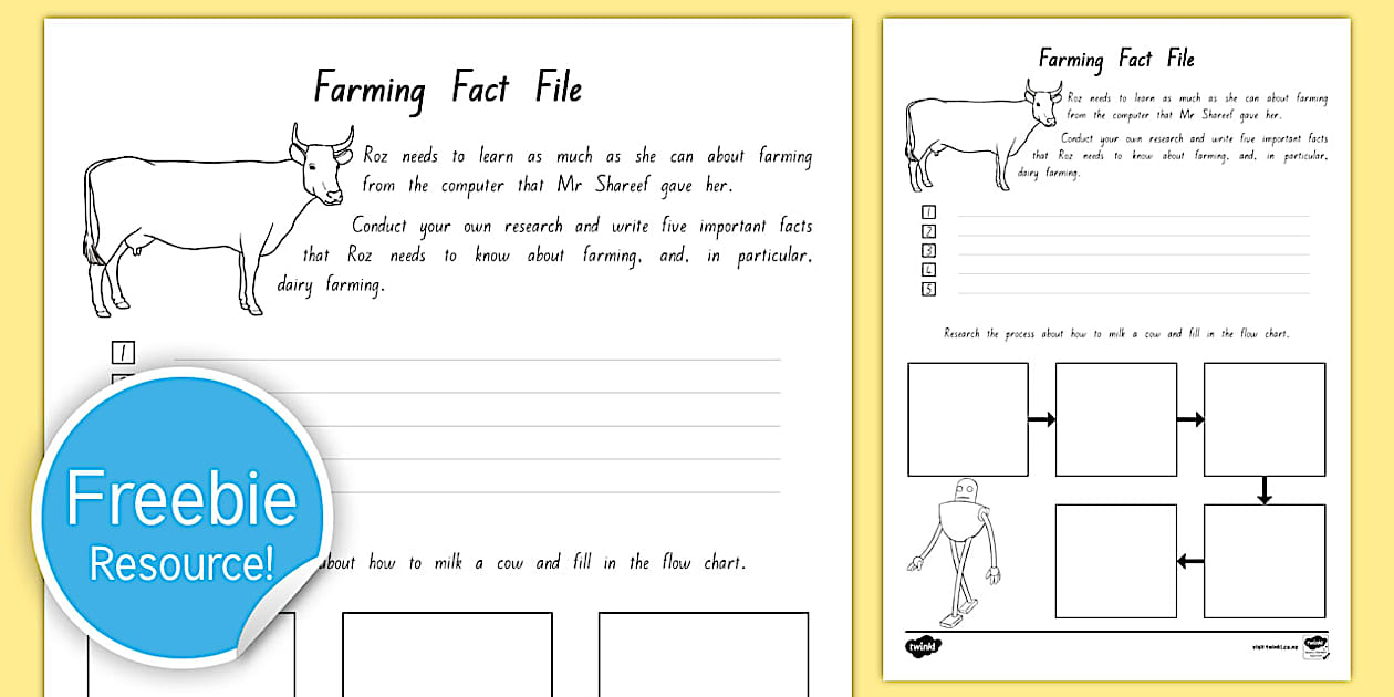 Term 2 Week 1 Year 3 & 4 Chapter Chat Roz's Farming Fact File Activity to