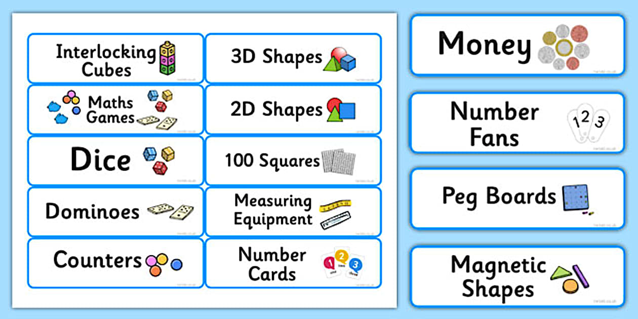 Maths Resource Labels Blue (teacher made) - Twinkl