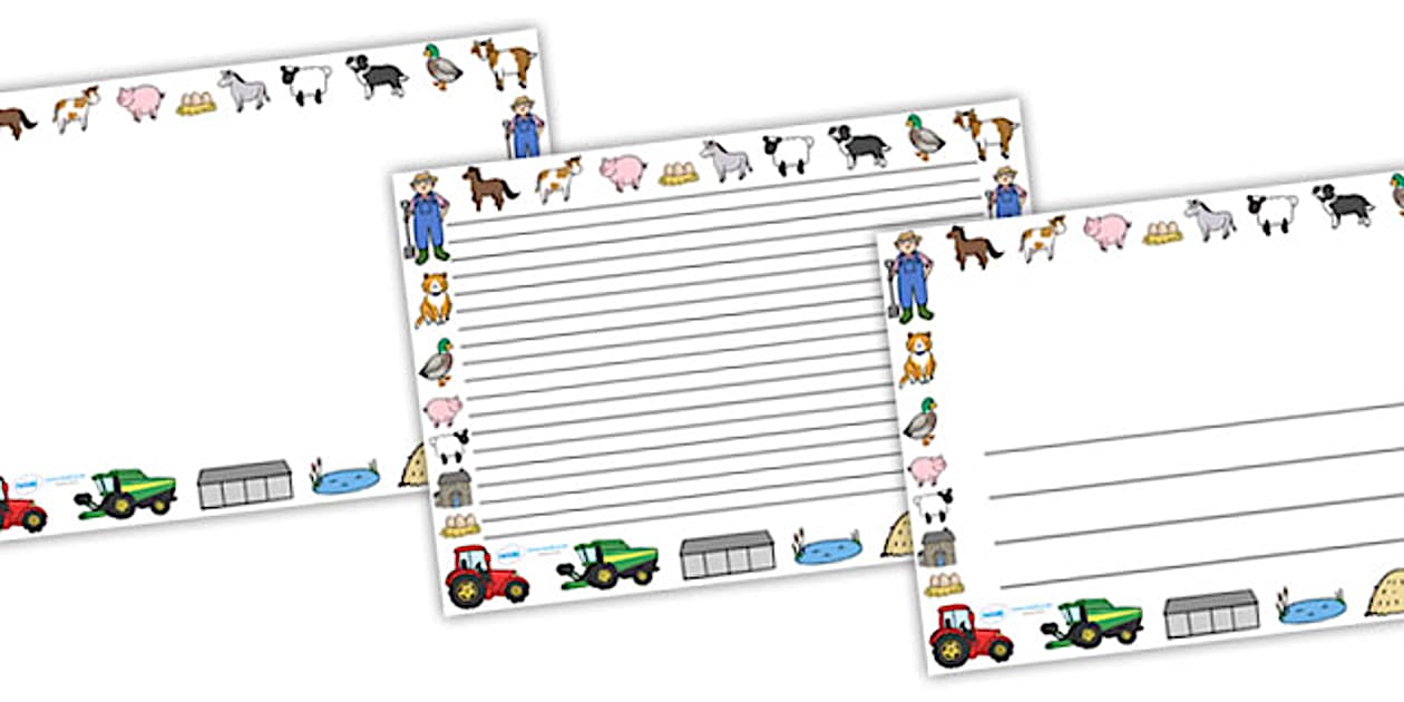 Editable On the Farm Landscape Page Borders (teacher made)