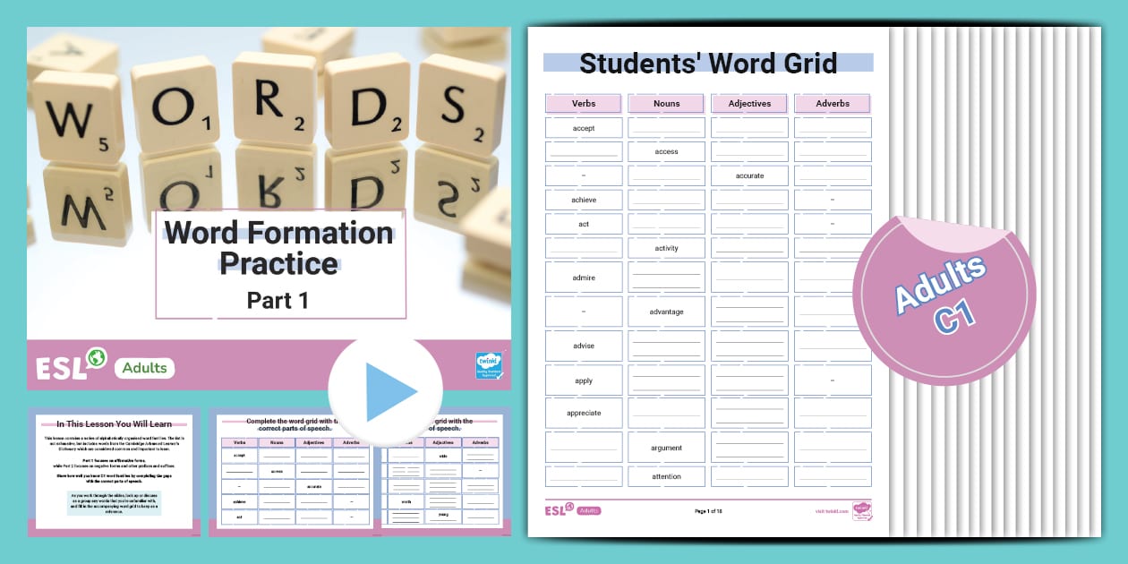 ESL Word Formation PowerPoint: Part 1 [Adults, C1] - Twinkl