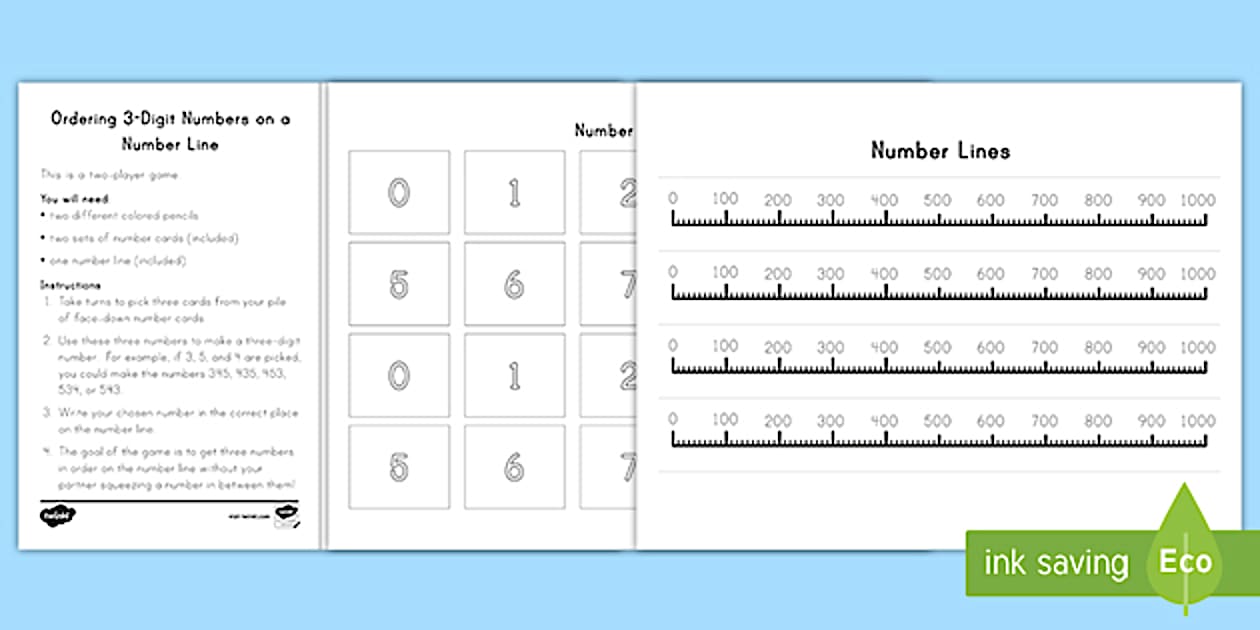 Second Grade Ordering 3-Digit Numbers Worksheet - Twinkl