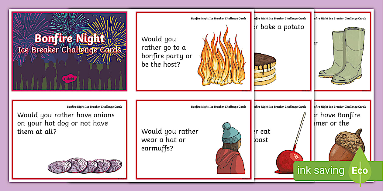 KS2 Bonfire Night Ice Breaker Cards - Twinkl
