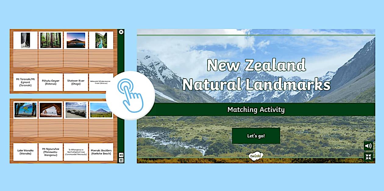 New Zealand Natural Landmarks Interactive Matching Activity