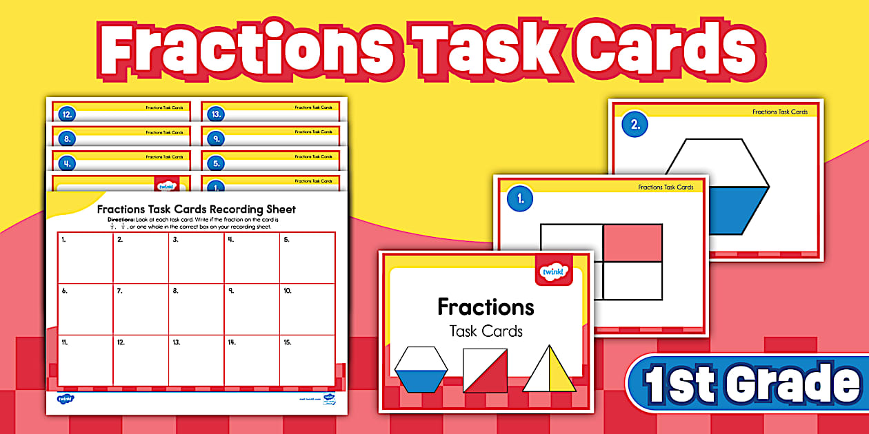 First Grade Fraction Task Cards