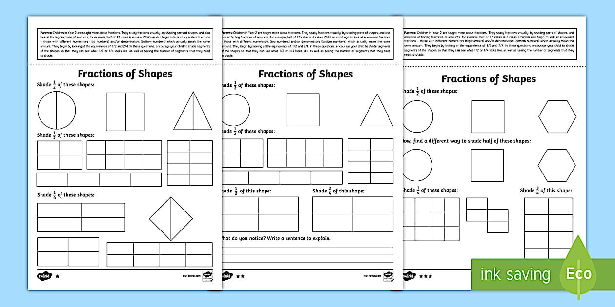Finding Fractions of Shapes (teacher made) - Twinkl