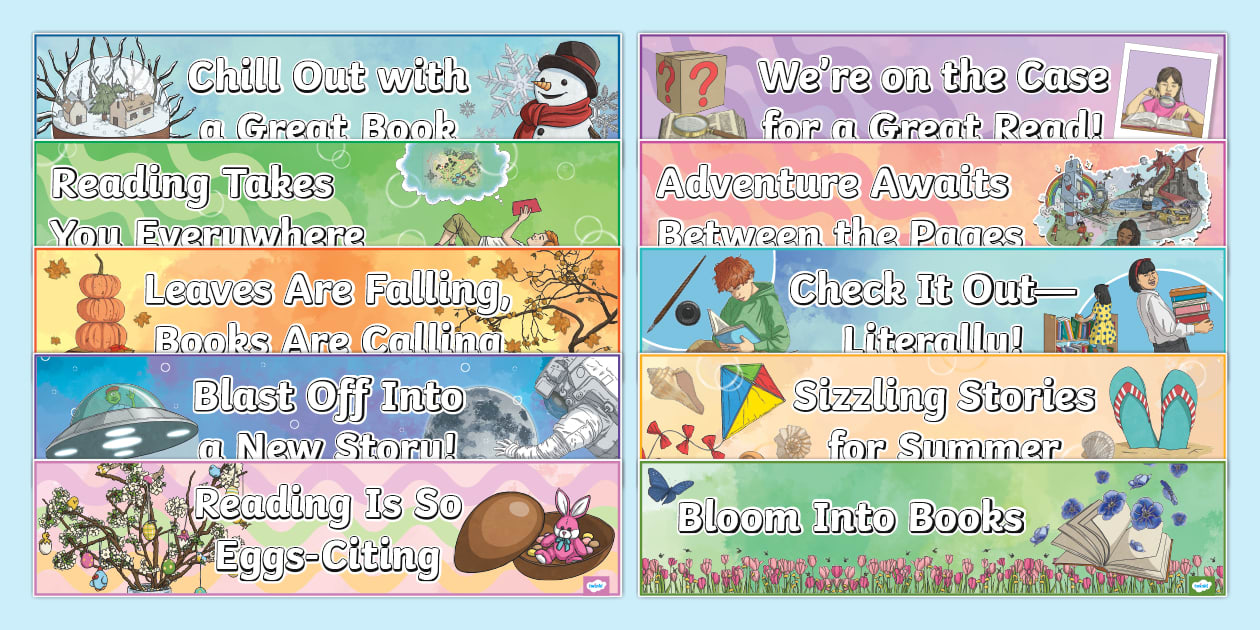 Library Display Banner Bundle (teacher made) - Twinkl