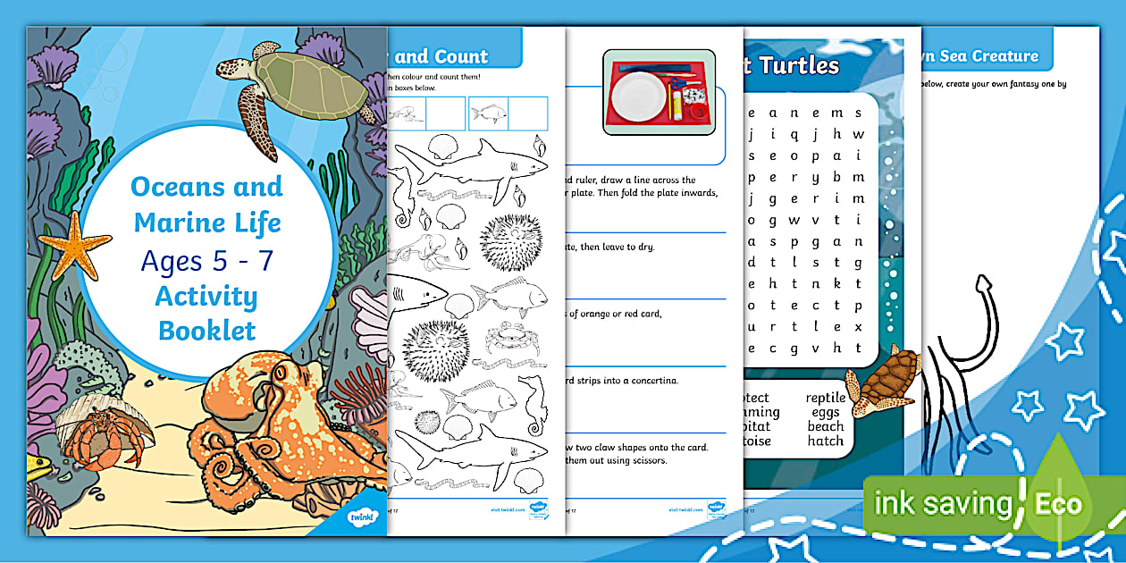 Oceans and Marine Life Themed Activity Booklet (Ages 5 - 7)