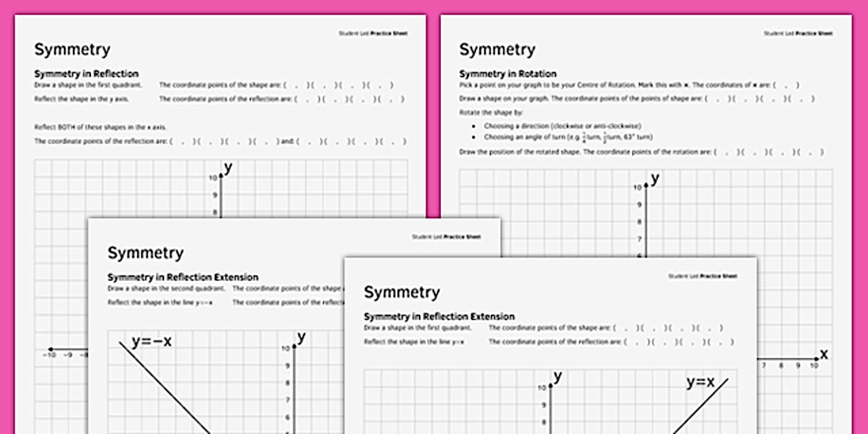 KS3_KS4 Maths Student Led Practice Sheets Symmetry - Twinkl