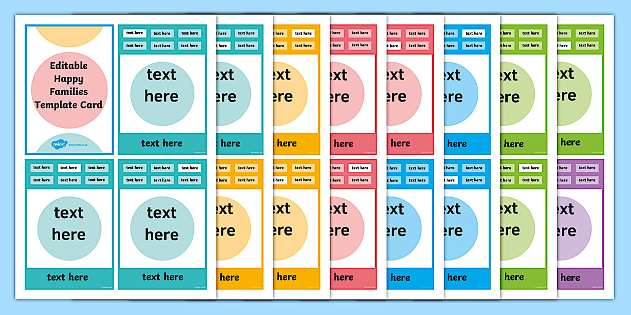 Editable Happy Families Template Card Game (teacher made)