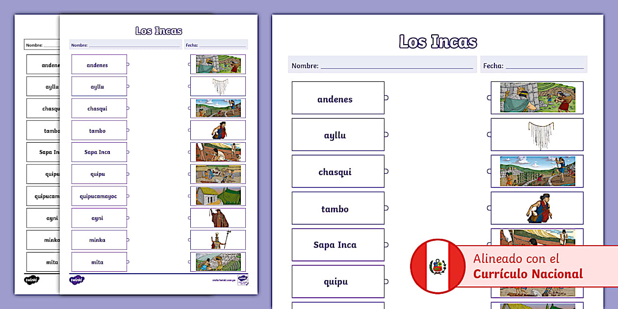 Ficha: Vocabulario del Imperio Inca (teacher made) - Twinkl