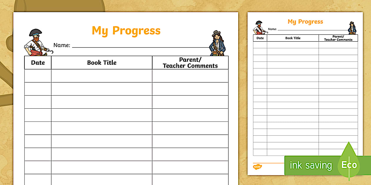 Pirate Themed Reading Comments Sheet – Parents/Teachers