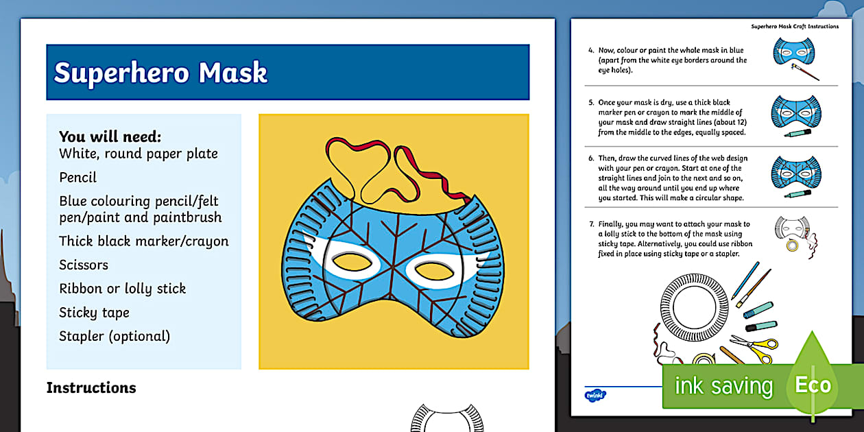 KS1 Superhero Mask Craft Instructions - Twinkl