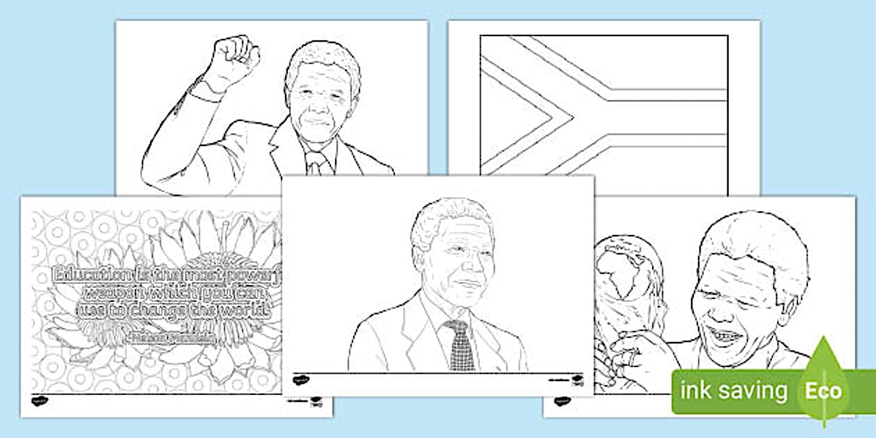 Nelson Mandela Colouring Sheets (teacher made) - Twinkl