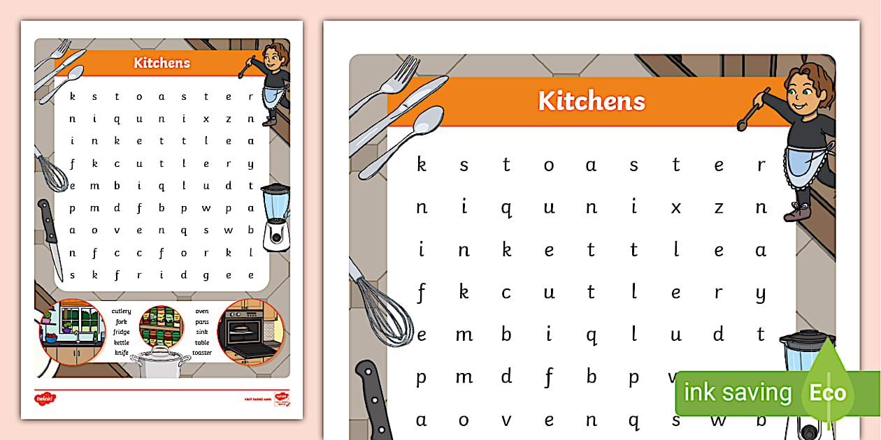 Kitchen Word Search (teacher made) - Twinkl