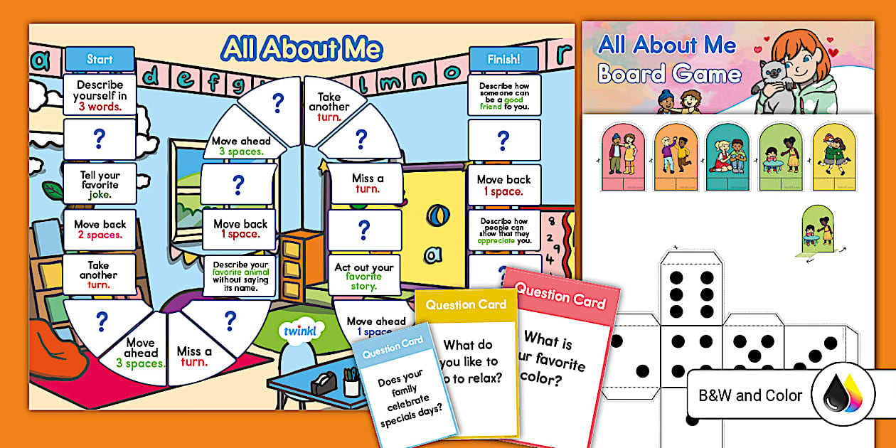 All About Me Board Game for K-2nd Grade (teacher made)