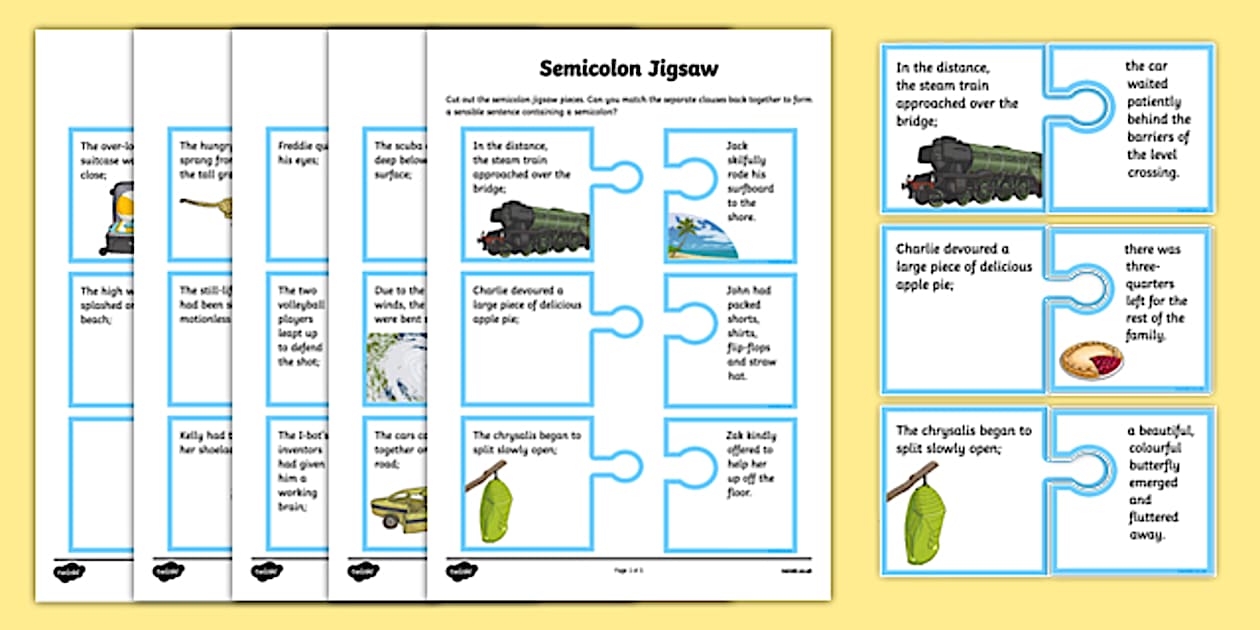 Semicolon Jigsaw Game - How to Teach in a Fun Way - Twinkl