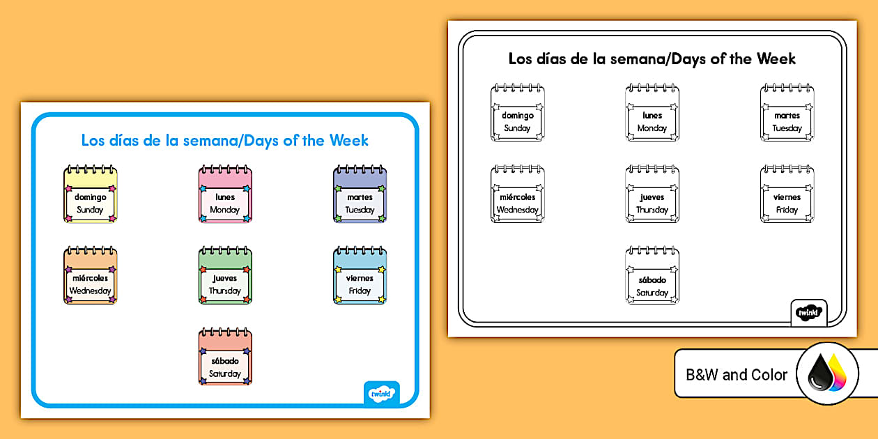 Days of the Week Word Mat in Spanish/English - Twinkl