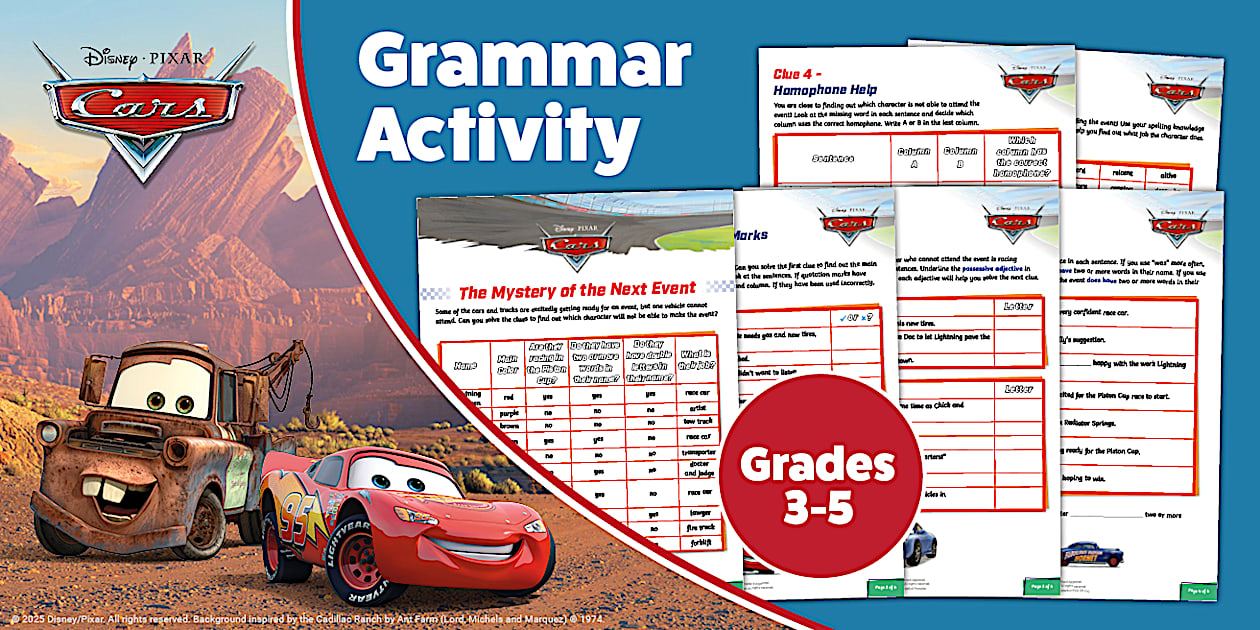 Cars: Grammar Mystery for 3rd-5th Grade